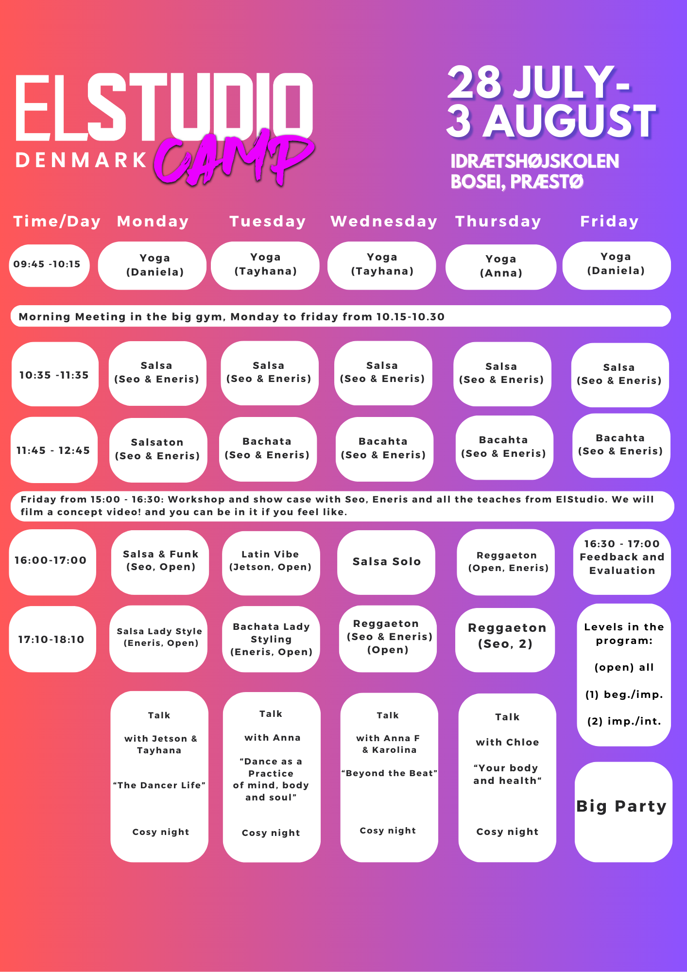 Dance Sommer Camp Program 2024 | ElStudio.dk